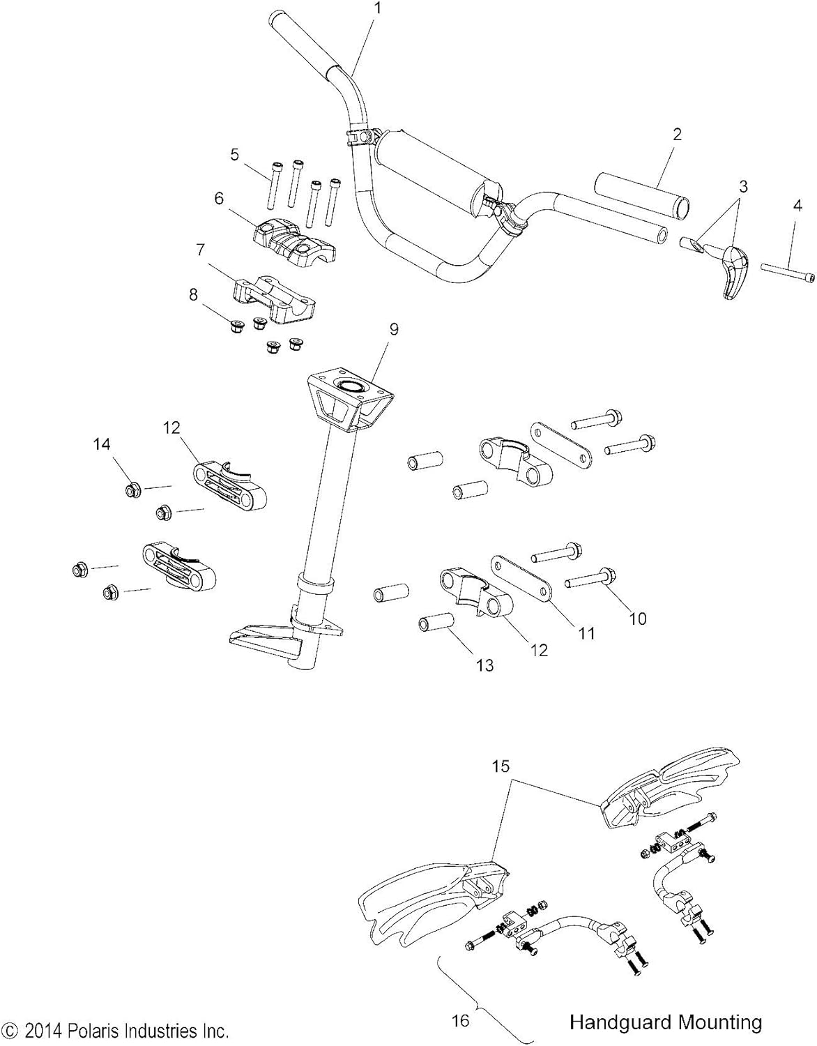 Amazon.com: Polaris Snowmobile ProTaper Handguard Mounts, Genuine OEM ...