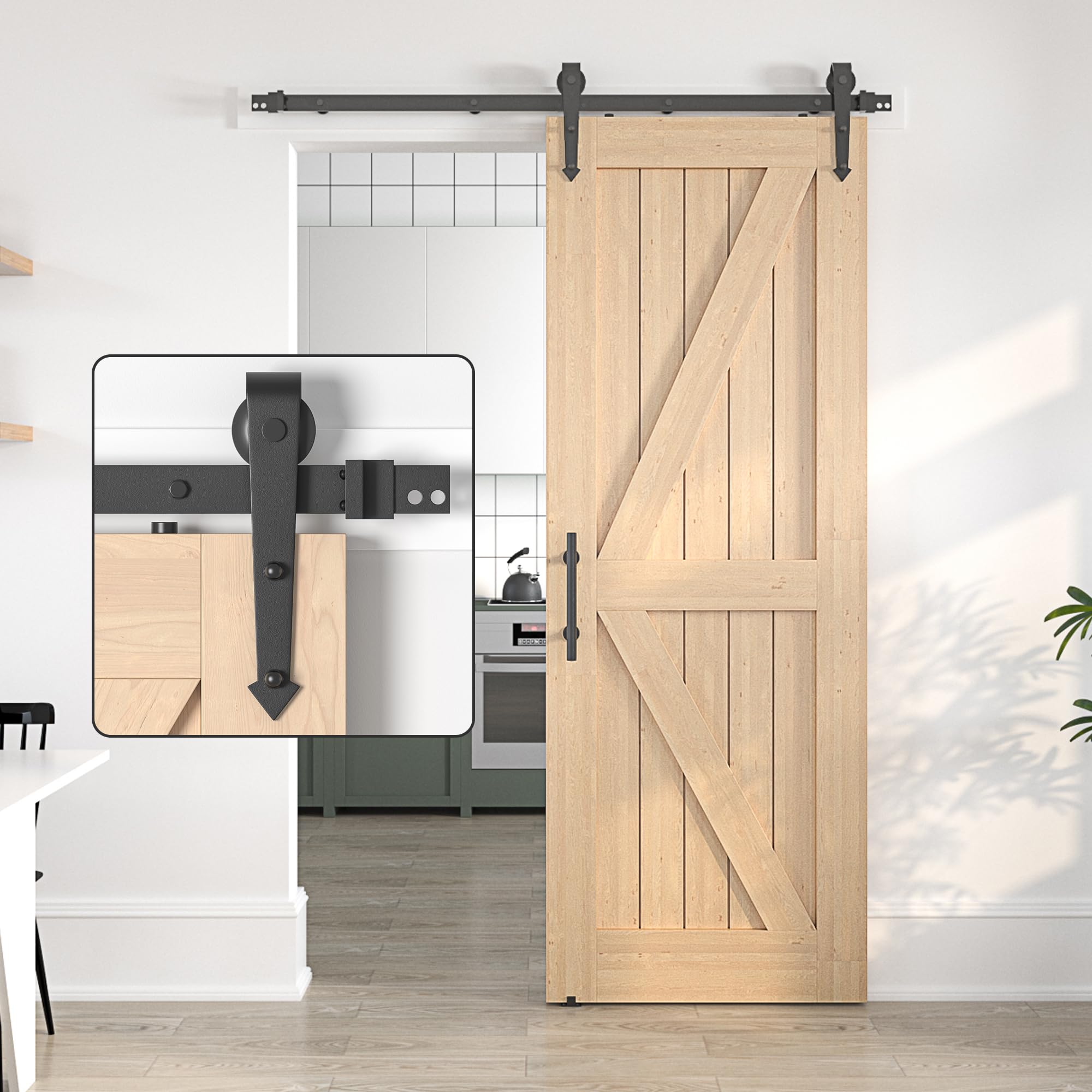 SANKEYTEW Sliding Door Kit,Single Wood Barn Door Sliding Kit,Heavy Duty ...