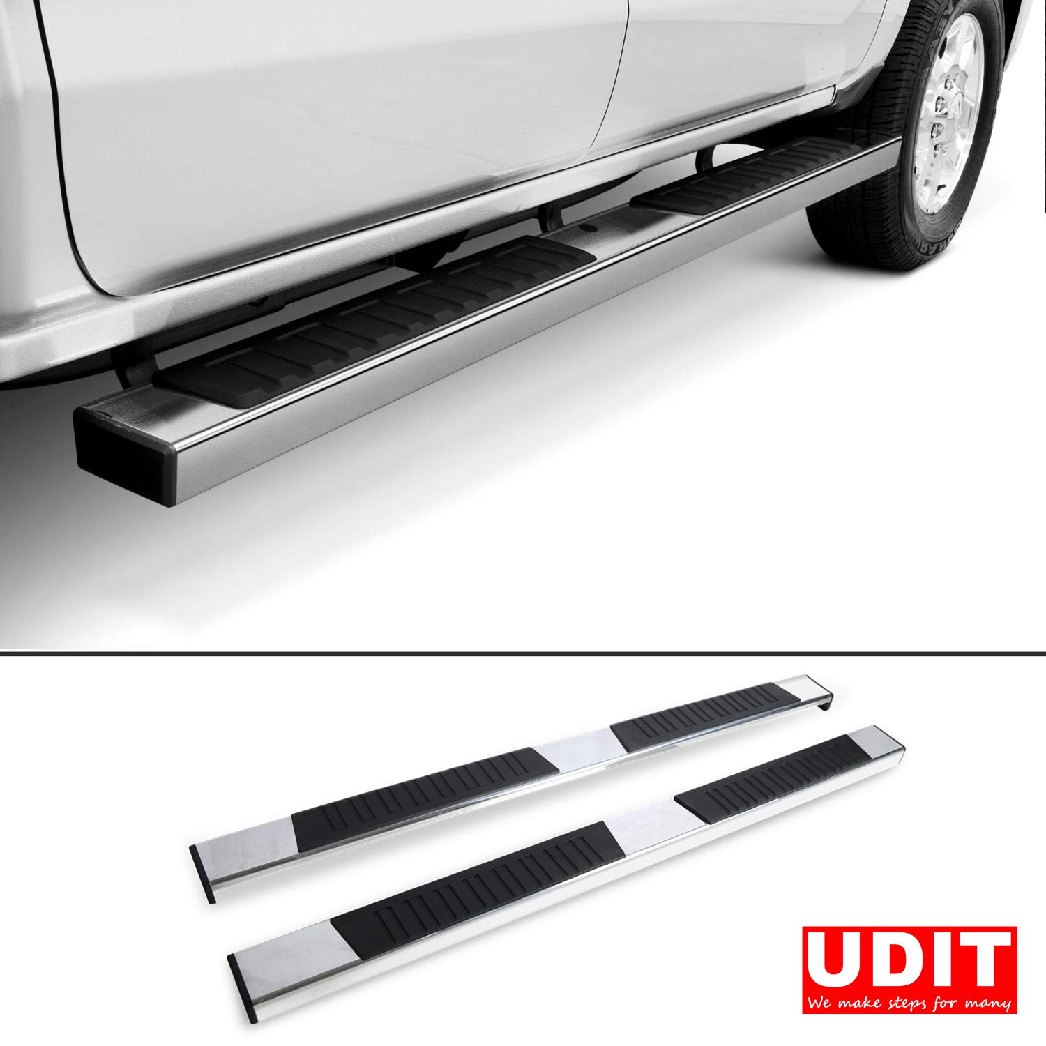 Buy UDIT Off Road 6" Aluminum Polished Running Board Custom Fit 2019 ...