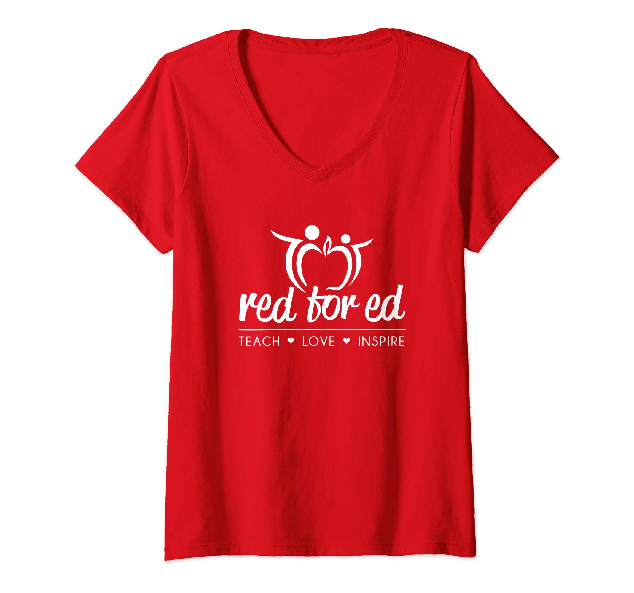 Amazon.com: Womens Red For Ed Shirt Teach Love Inspire Teacher Support ...