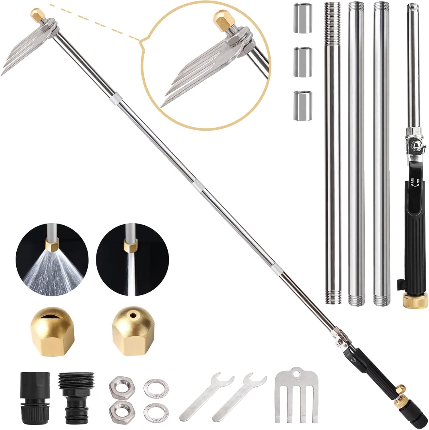 MIDYOO 2 Use Gutter Cleaning Tools with Rake,Removable High Pressure ...