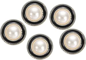 sourcing map 5pcs 34L Gold White Faux Pearl Buttons 21mm 7/8" Dia 0.57 ...