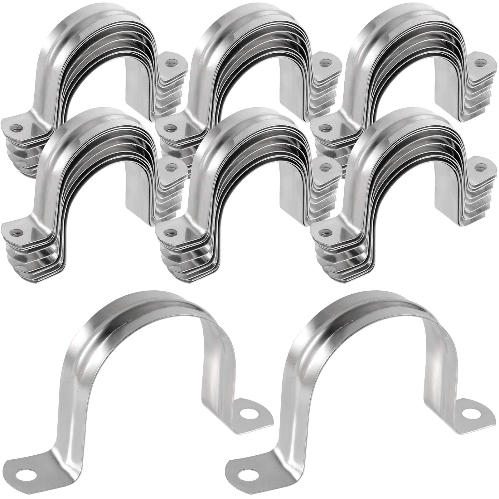 HOZEON 100 PCS 2 Inches Stainless Steel Pipe Strap, Strong and Durable ...