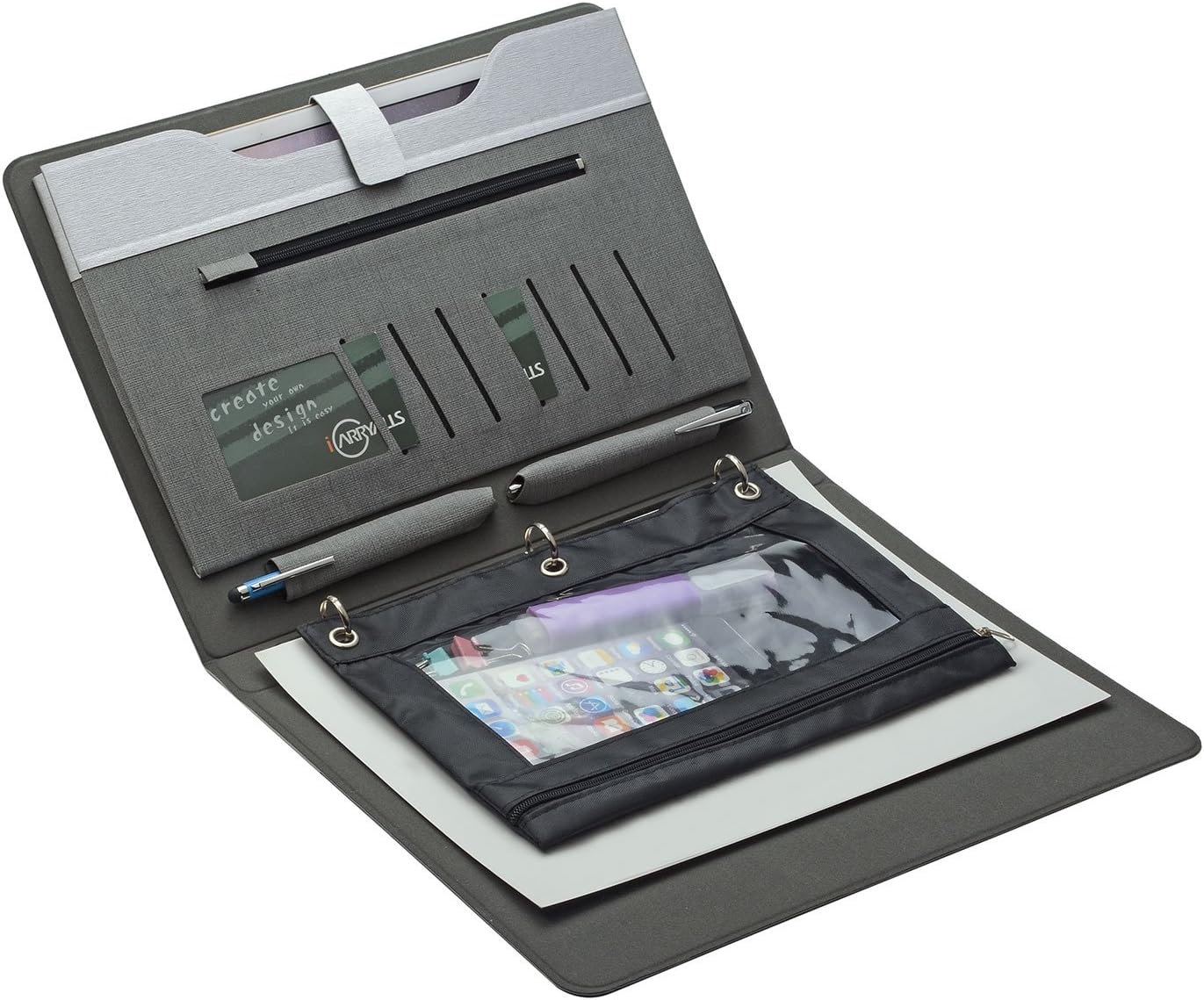 Amazon.com : 3 Ring Binder Portfolio Organizer with Oxford Fabric Zip ...