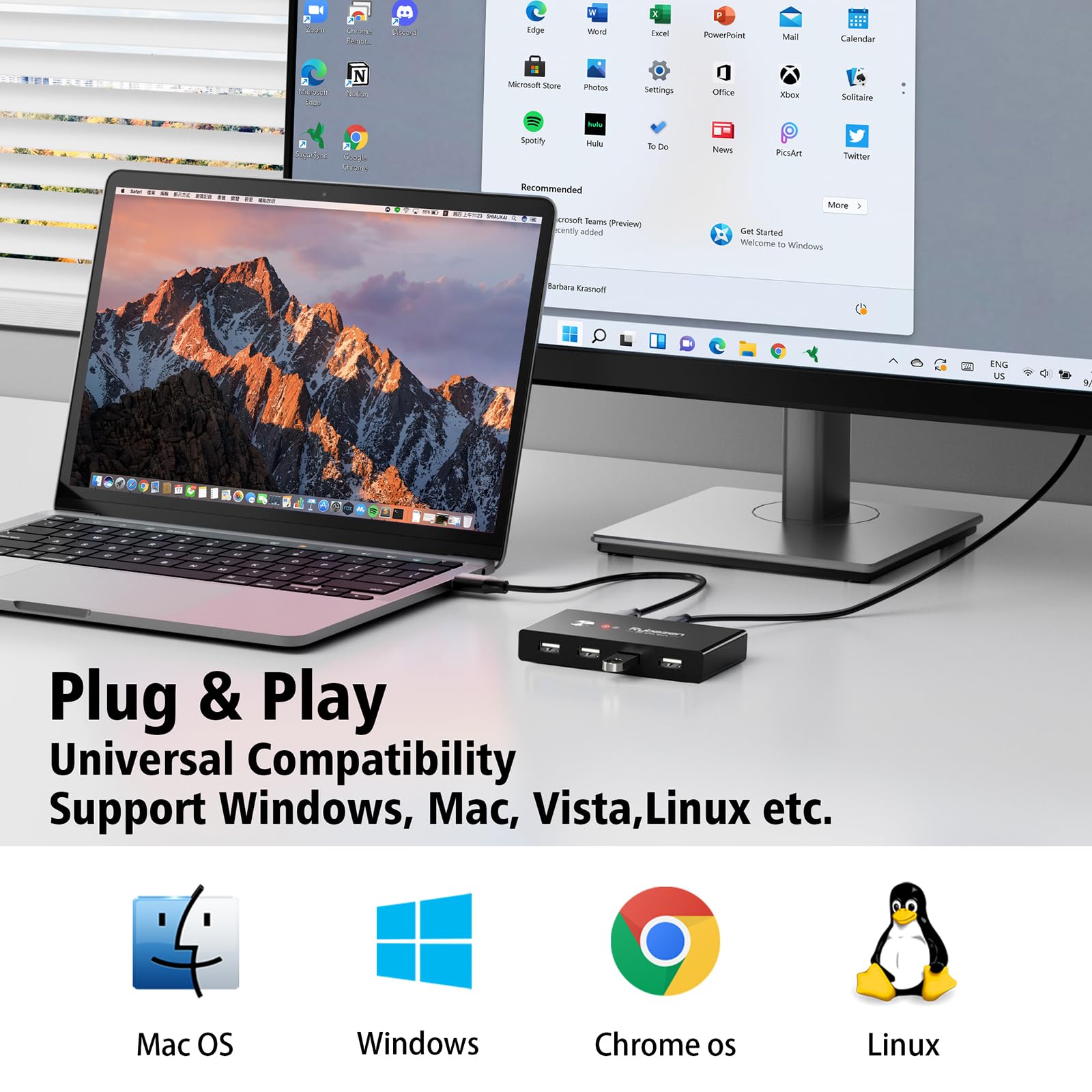 Snapklik.com : Jancane USB Switch Selector For 2 Computers, USB ...