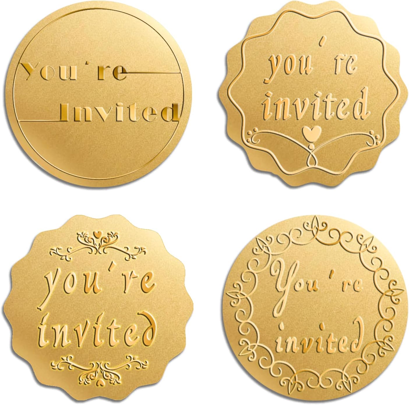 Amazon.com: 200PCS You're Invited Round Embossed Foil Seals Stickers ...