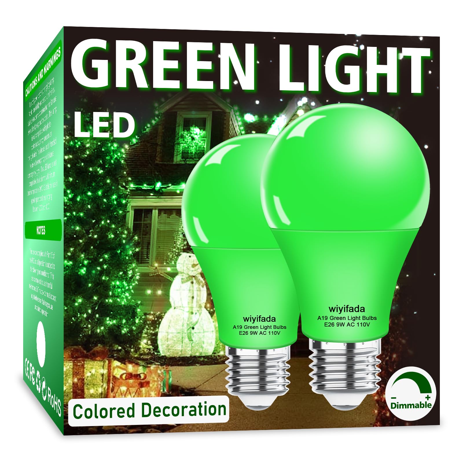 Amazon.com: Wiyifada 2 Pack A19 LED Green Light Bulbs,110V E26 ...