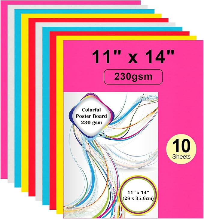 Amazon.com : 10 Pcs 11" x 14" Poster Board Paper ROOKEA Colorful Poster ...