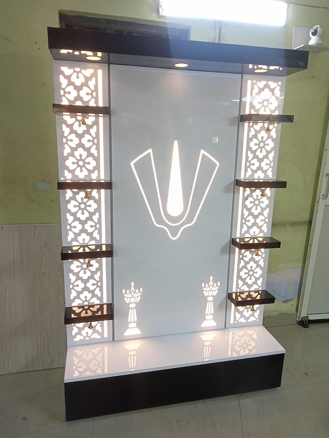 Amazon.com: Devyom Wooden White Temple with LED Light for Home and ...