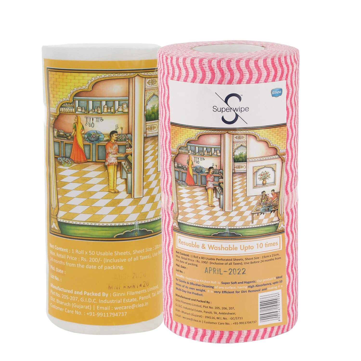 Superwipe Kitchen Swipe Rolls – Combo of 2 | 1 White Chemical-Free ...