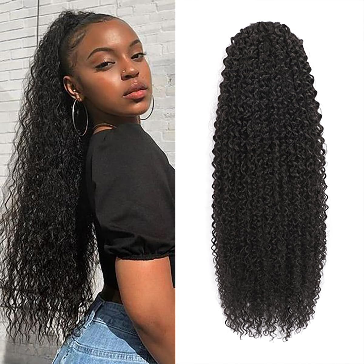 Amazon.com : Drawstring Curly Ponytail Extension for Women 22Inch Long ...