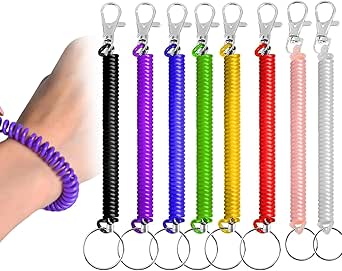 Botuk 8PCS Retractable Stretchy Spiral Keyring Colourful Plastic ...