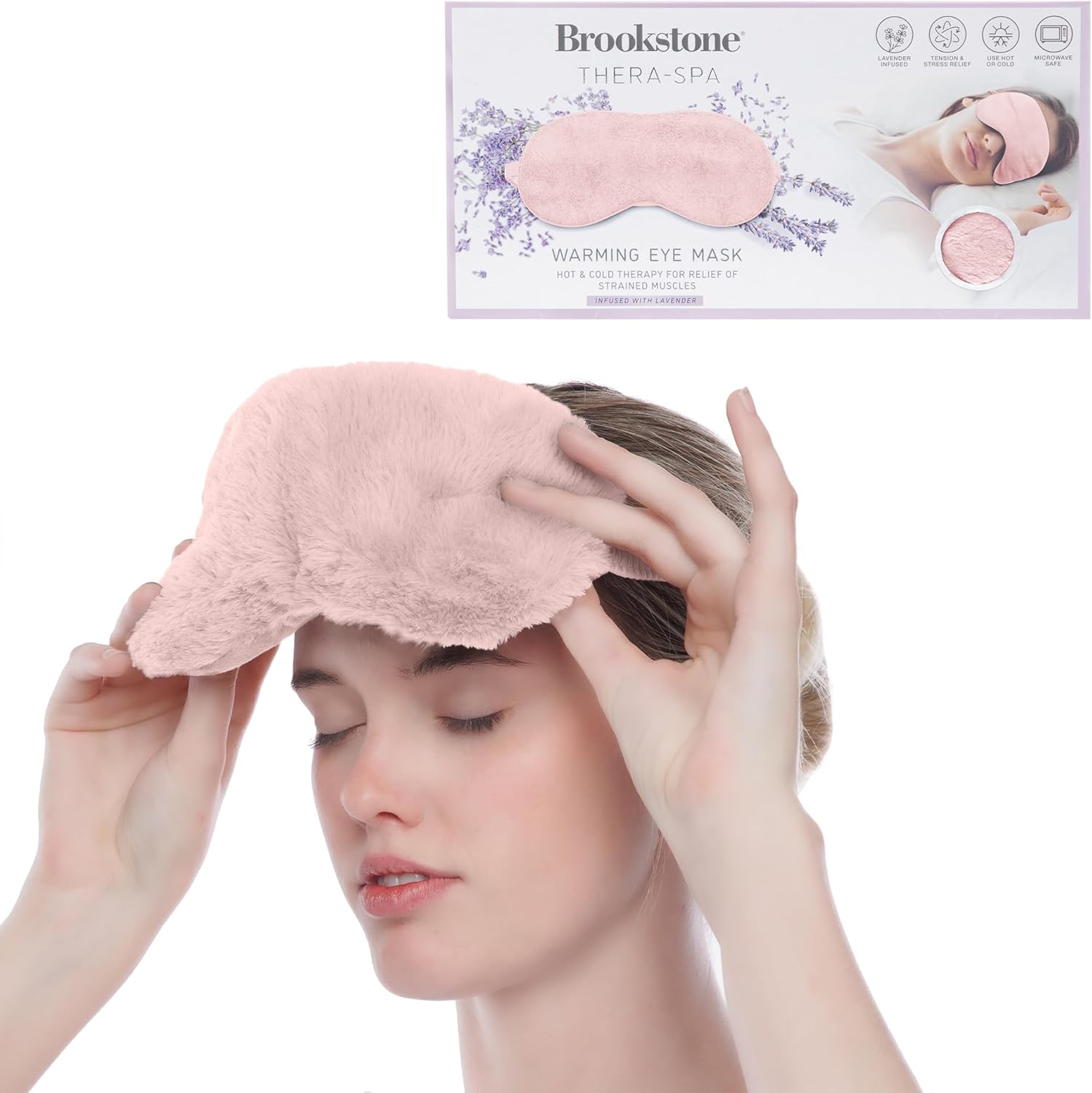 Brookstone Thera-Spa Premium Pink Eye Mask with Hot and Cold Therapy ...