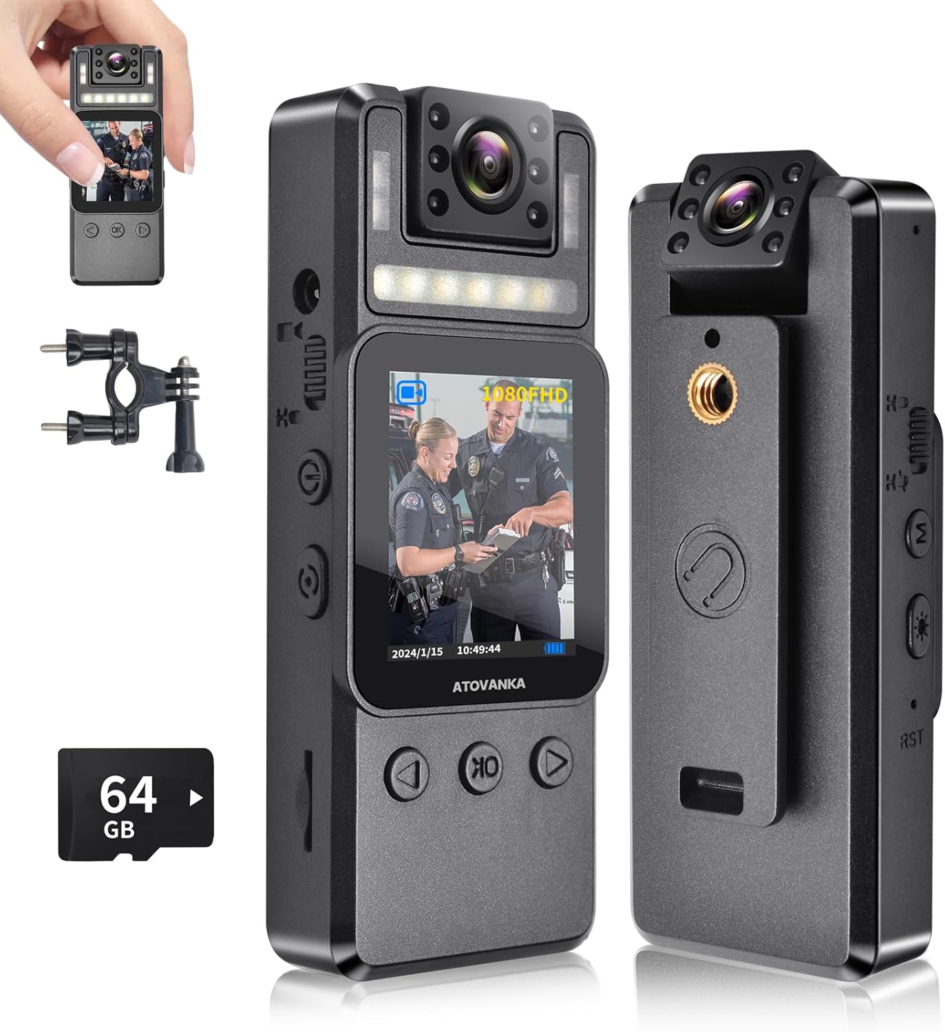 Amazon.com: ATOVANKA Body Camera with Audio and Video Recording, 64G ...