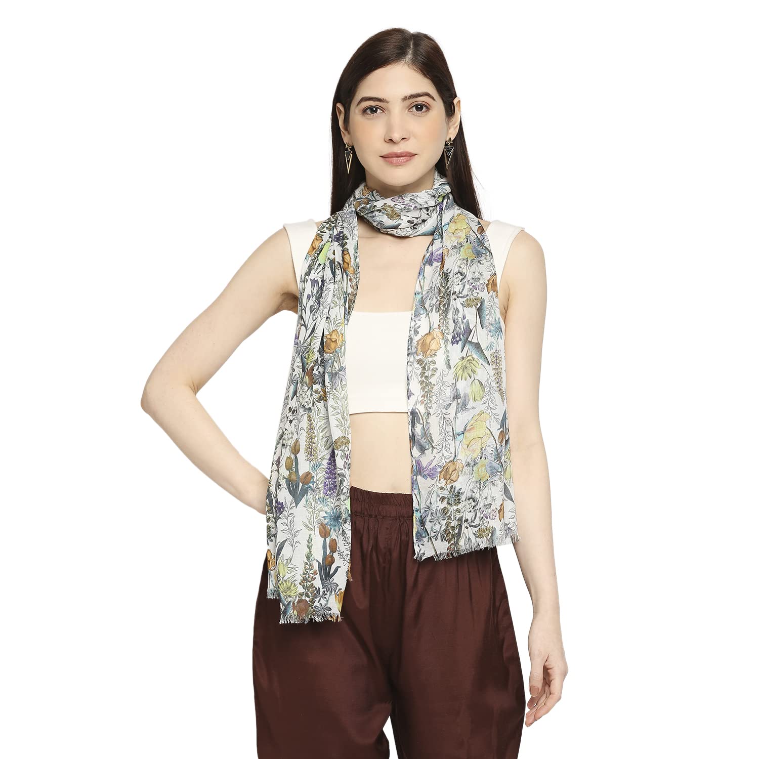 Buy CLOTH HAUS INDIA Women Floral Multicolored Printed Scarf Summer ...