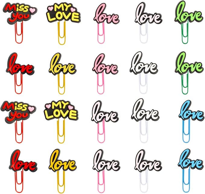 Amazon.com: Cute Bookmarks Cartoon Bulk Paperclips - 20 Pcs Love Paper ...