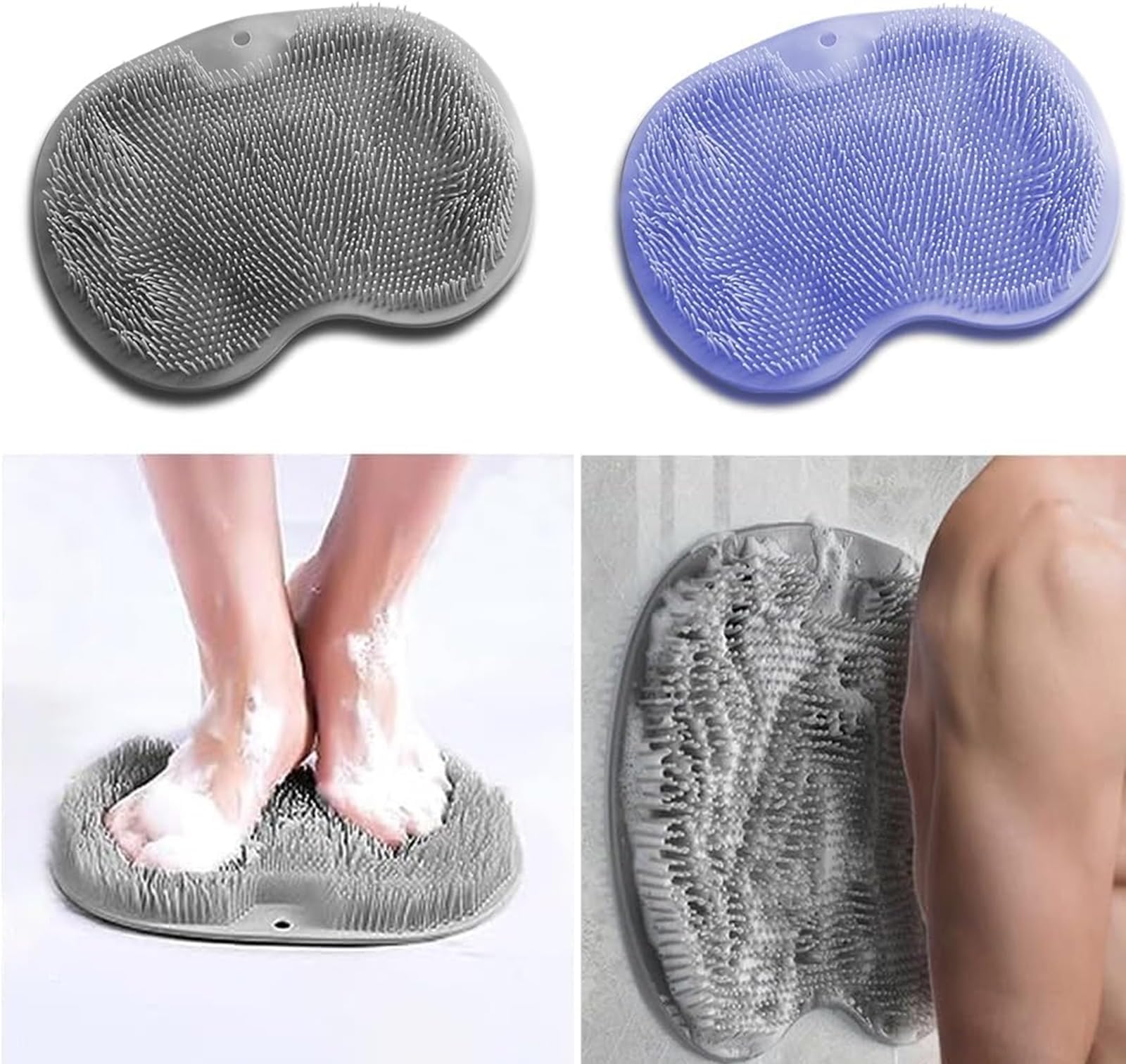 Amazon.com : 2 Pack Shower Back & Foot Scrubber,Wall Mounted Back ...