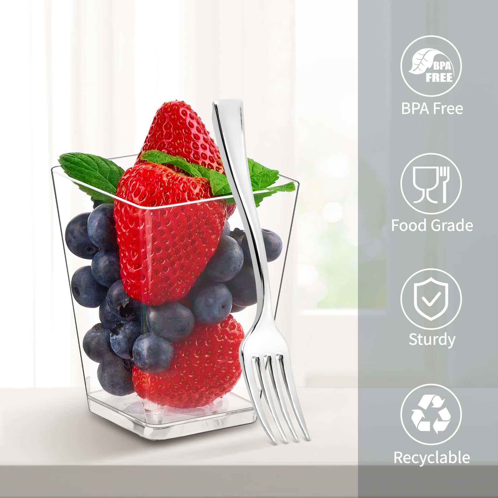 Snapklik.com : 100 Pack Silver Mini Plastic Forks, 4 Inches Disposable ...