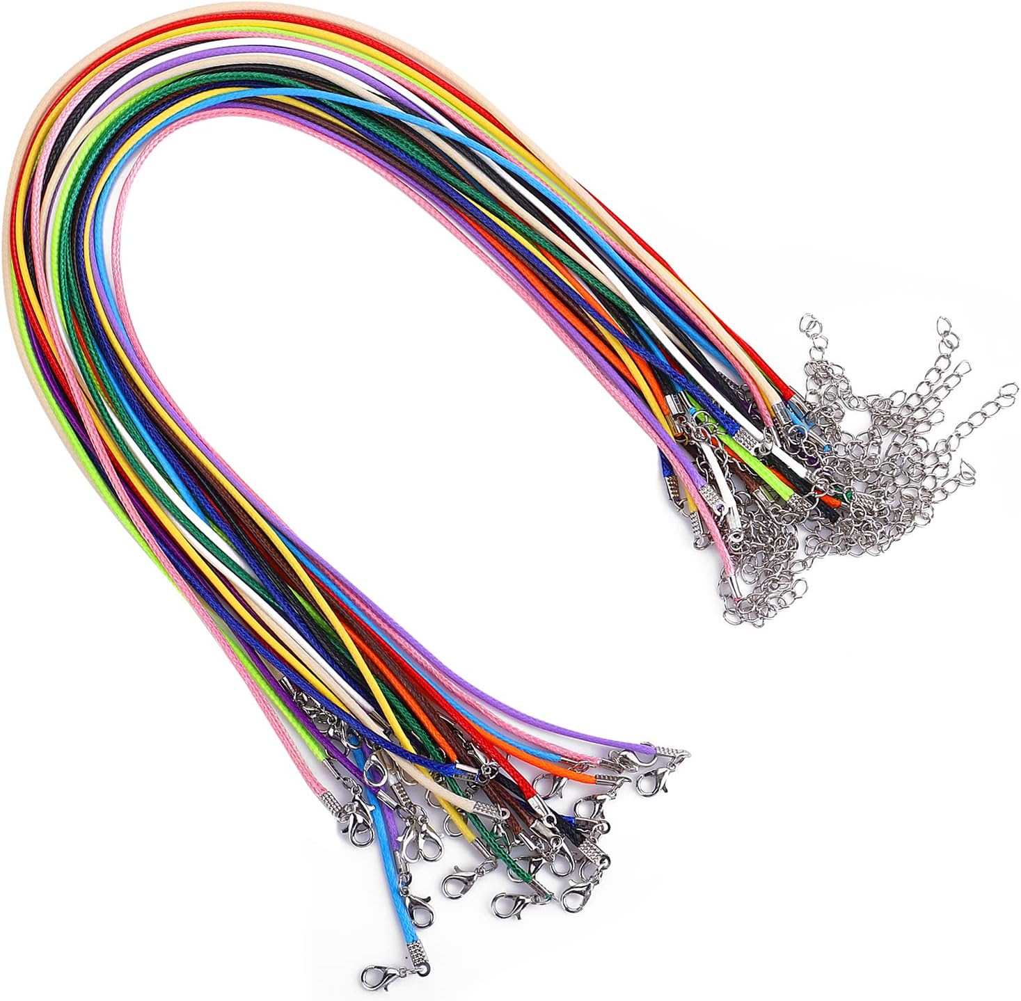 Amazon.com: 100Pcs Leather Necklace Cord with Clasps, Rope Necklace ...