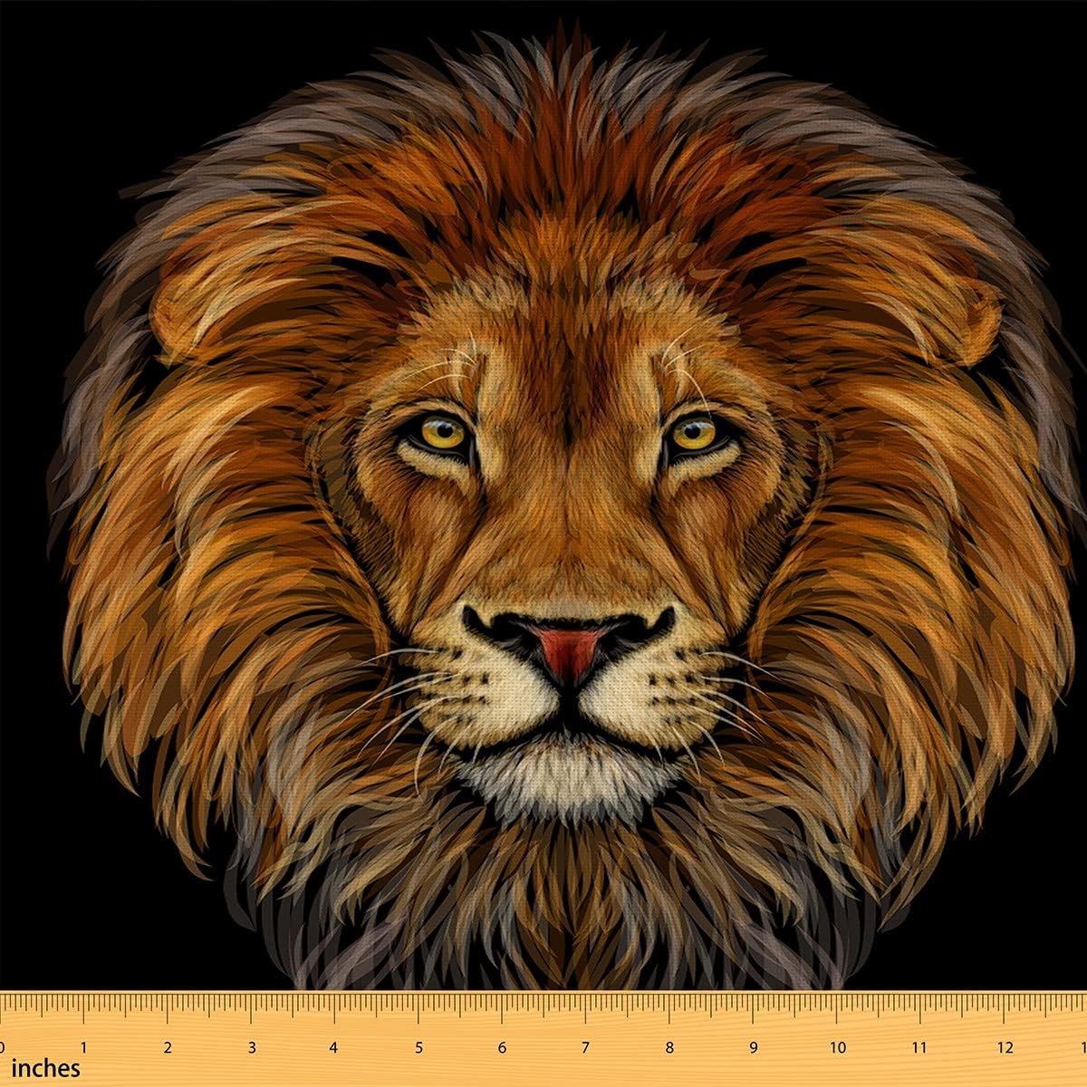 Amazon.com: jejeloiu Lion Upholstery Fabric by The Yard, Safari Print ...