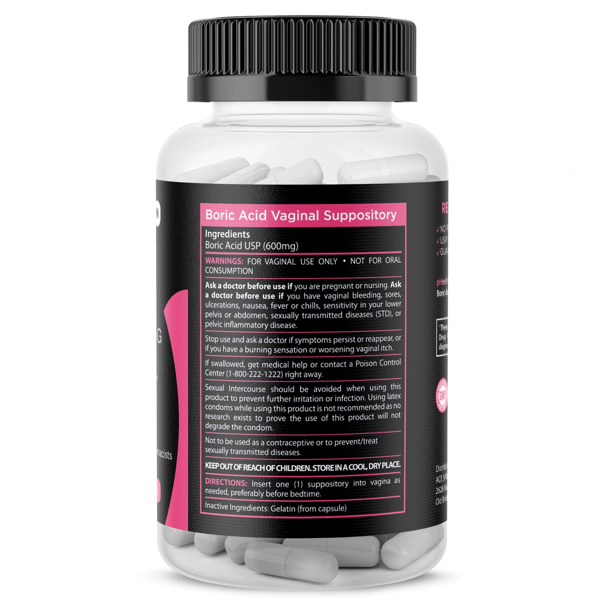 Supositorios de ácido bórico vaginal de 600 mg PhRESH:...B07HFHNZWW ...