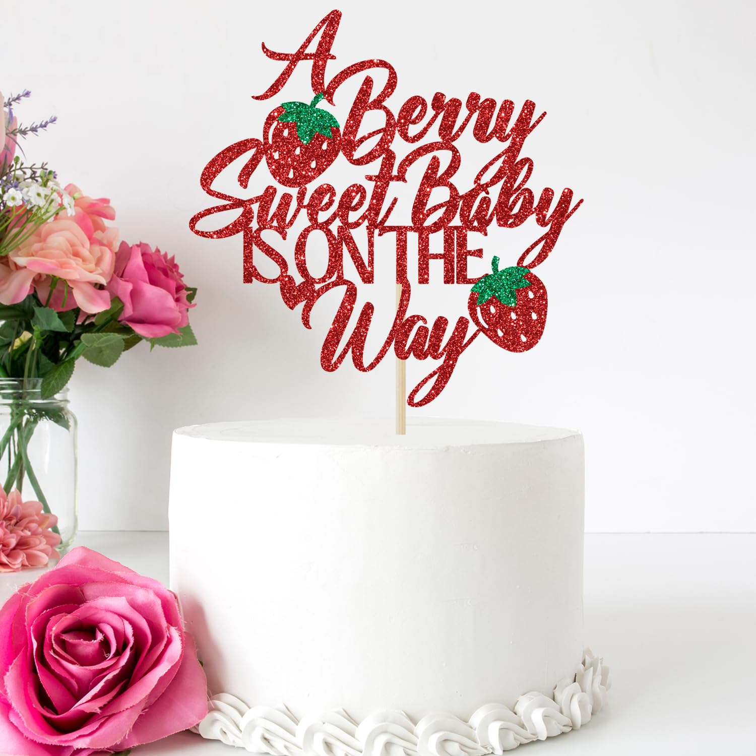 Edible Strawberry Cake Decorations Berry Sweet Strawberry Baby Shower ...