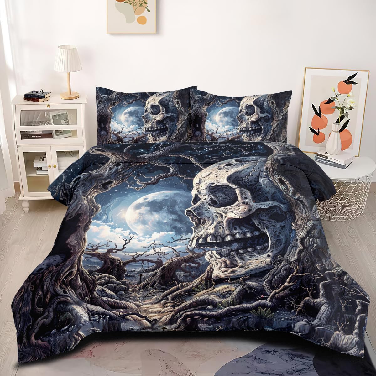 Amazon.com: Menkala Gothic Bedding Set King Size,Skull Comforter Sets ...