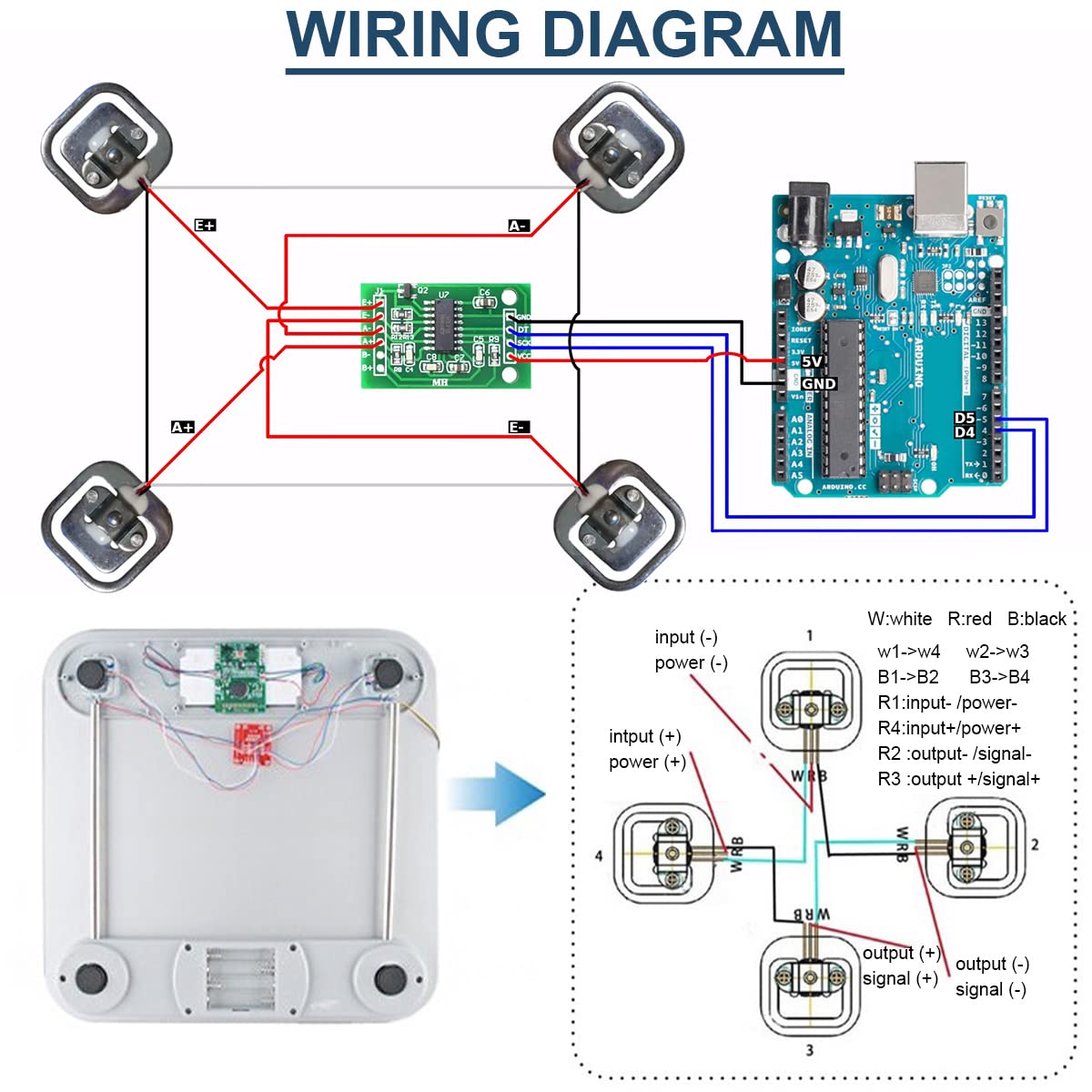 Snapklik.com : DAOKAI 4PCS 50KG Load Cell Human Body Weighing Resistor ...