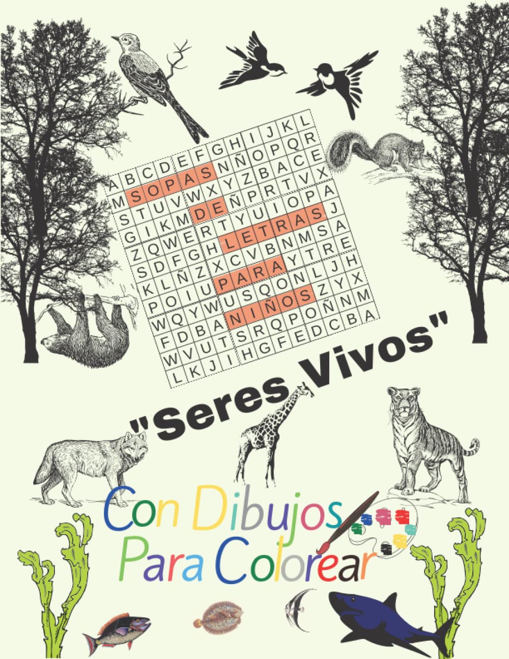 Sopa de Letras para niños: Con dibujos para colorear "Seres Vivos ...