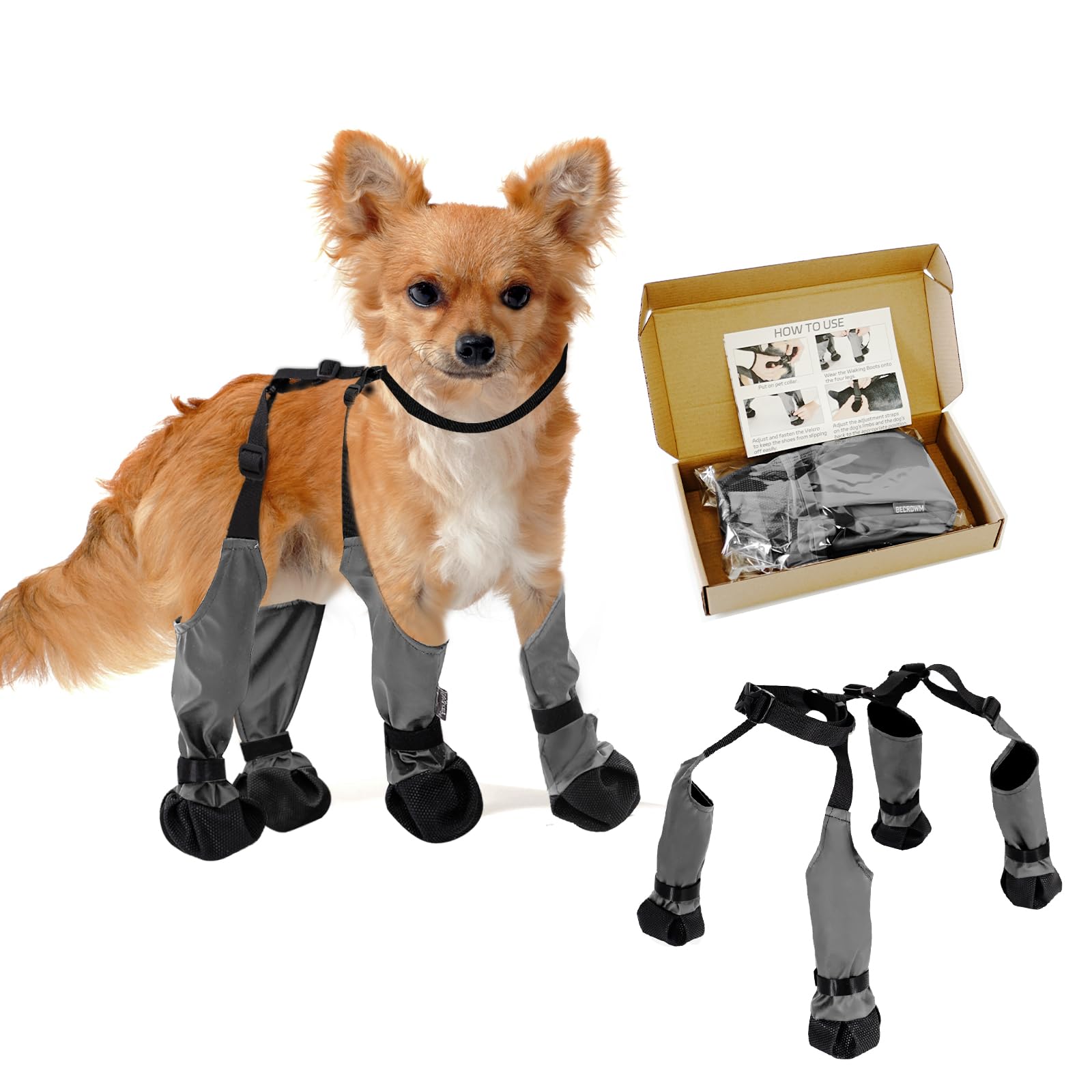 BECROWM Waterproof Dog Boots, Dog Paw Protector for Small Medium Dogs ...