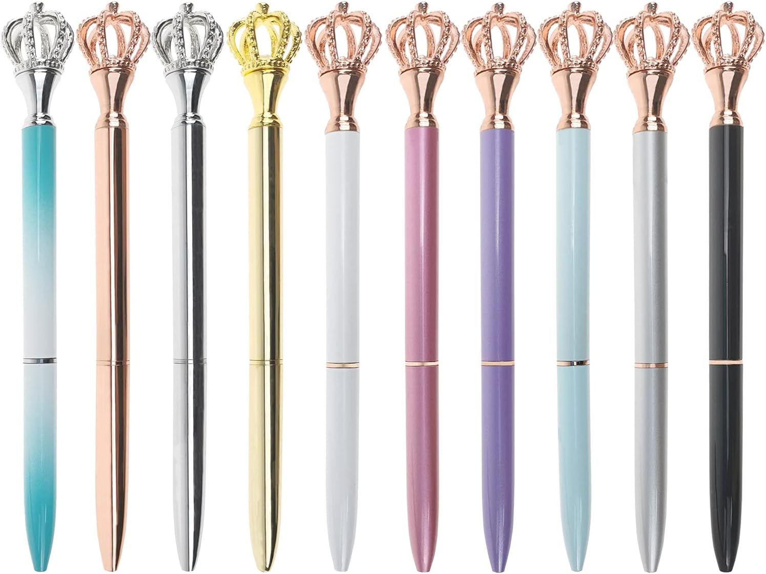 Amazon.com : COOMATEC 12 Fancy Crystal Crown Ballpoint Pens,Fun Nice ...