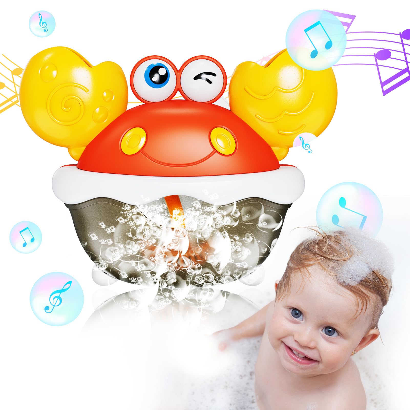 Amazon.com: Toddler Bath Toys, Crab Bath Bubble Machine, Rechargeable ...