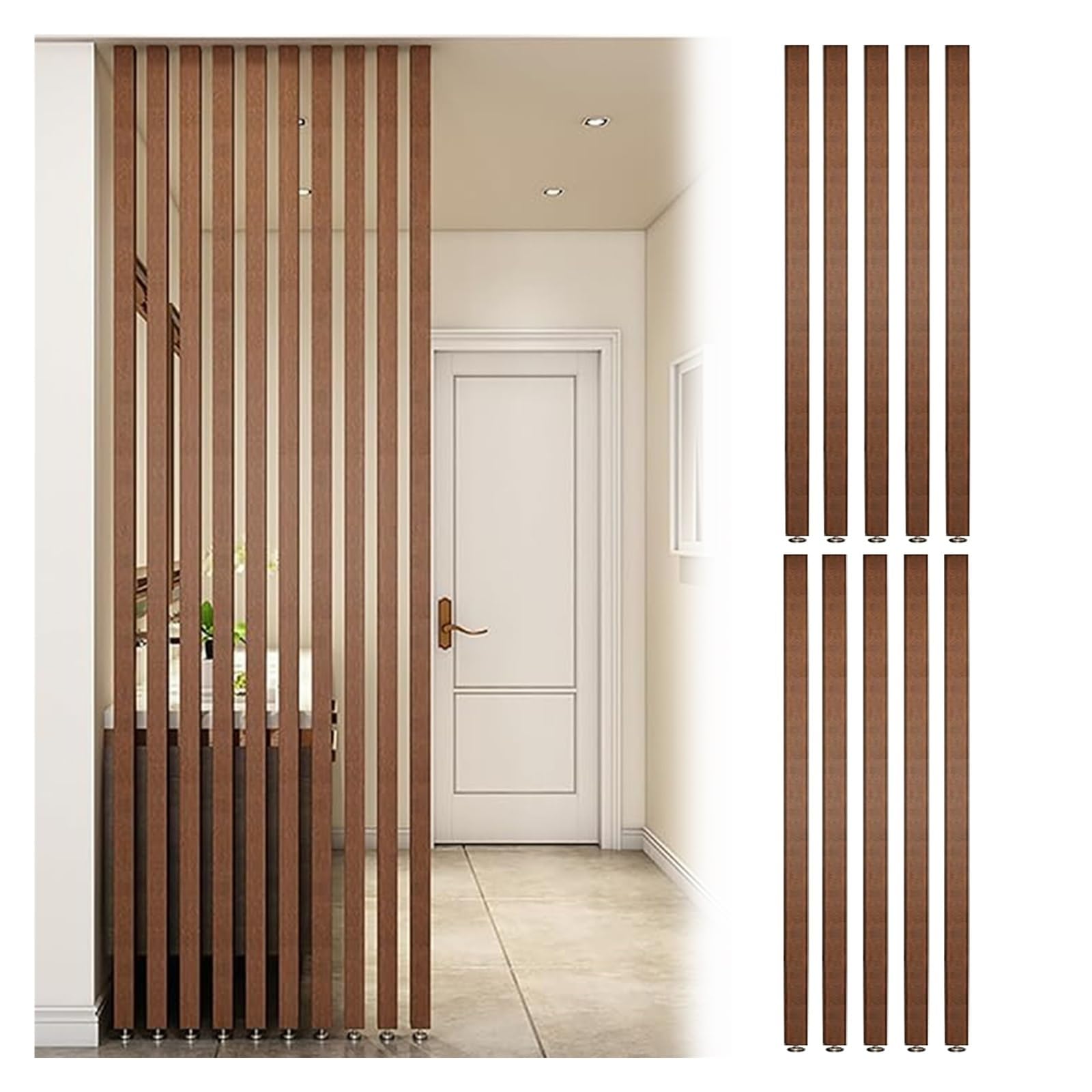 Amazon.com - Wood Slats Screen Partition Post 1 Pack 10 Pack, Floor to ...