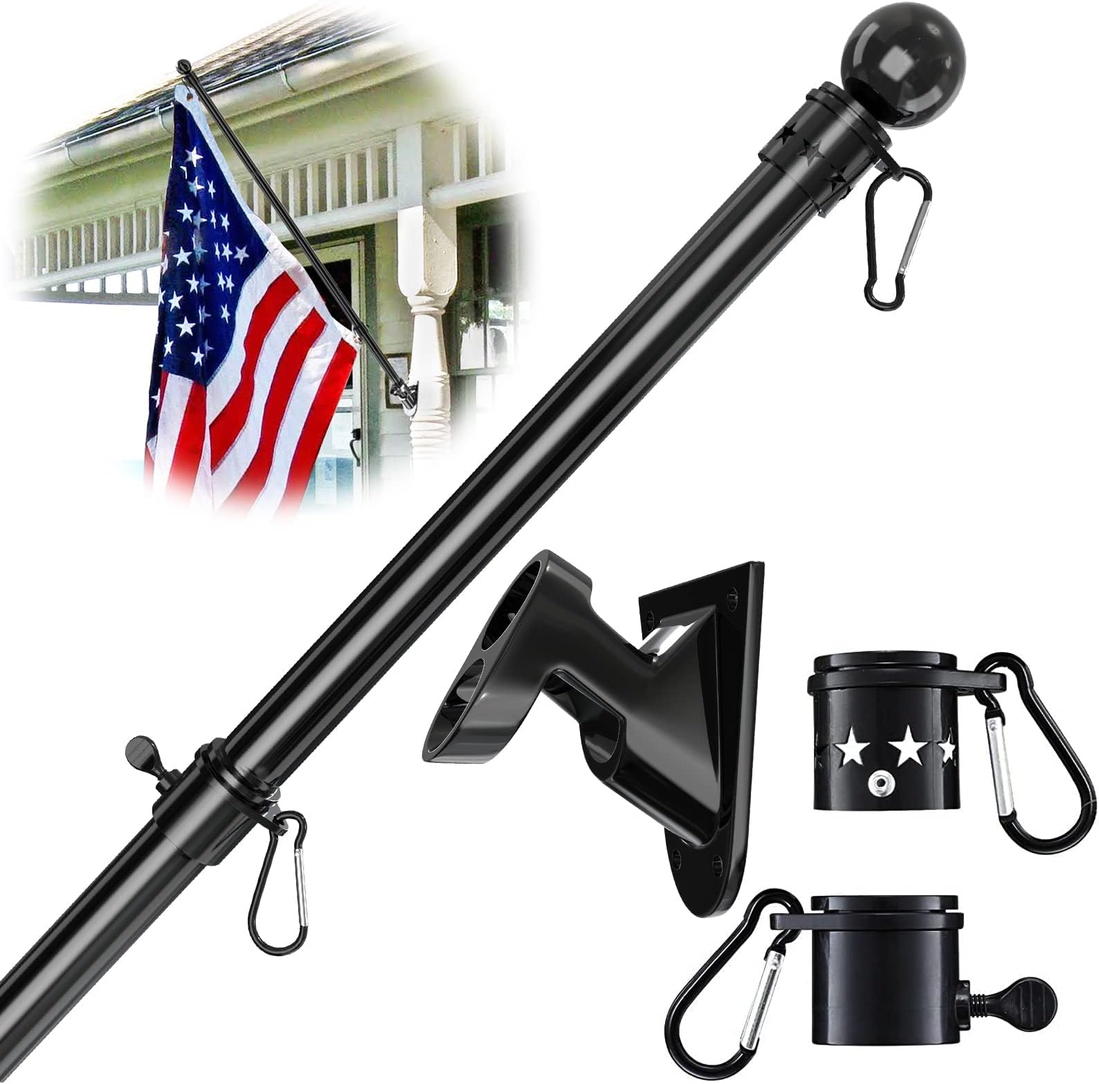 Amazon.com : newganbo 4 Pack Flag Pole Clips with Carabiner Ring Flag ...