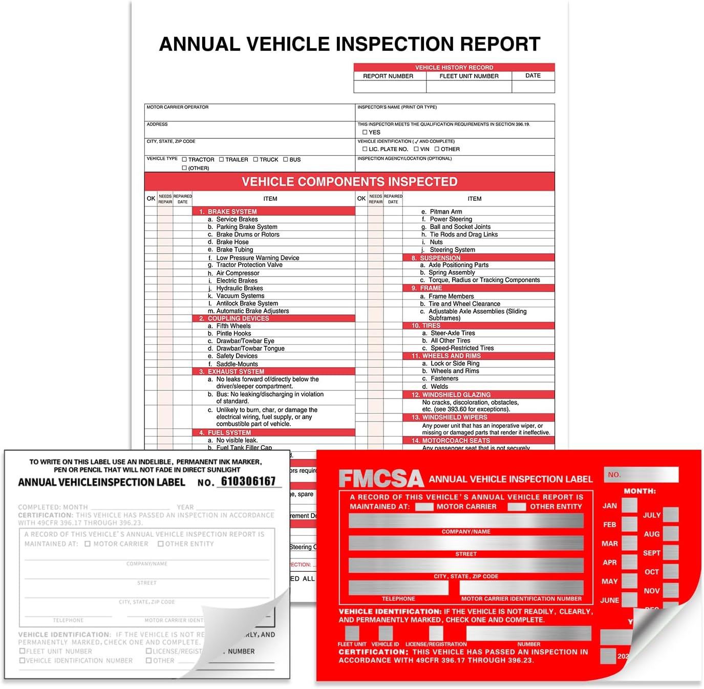 Amazon.com : J. J. Keller 50-Pack, Annual Vehicle Inspection Label, 2 ...