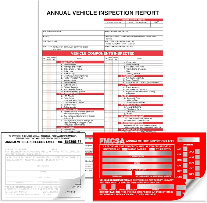 Amazon.com : Annual Vehicle Inspection Report Form with Red Exterior ...