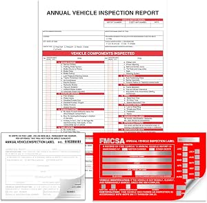 Amazon.com : Annual Vehicle Inspection Report Form with Red Exterior ...