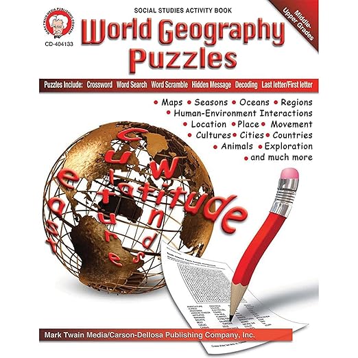 Amazon.com: Mark Twain World Geography Puzzle Book, Activity Book with ...