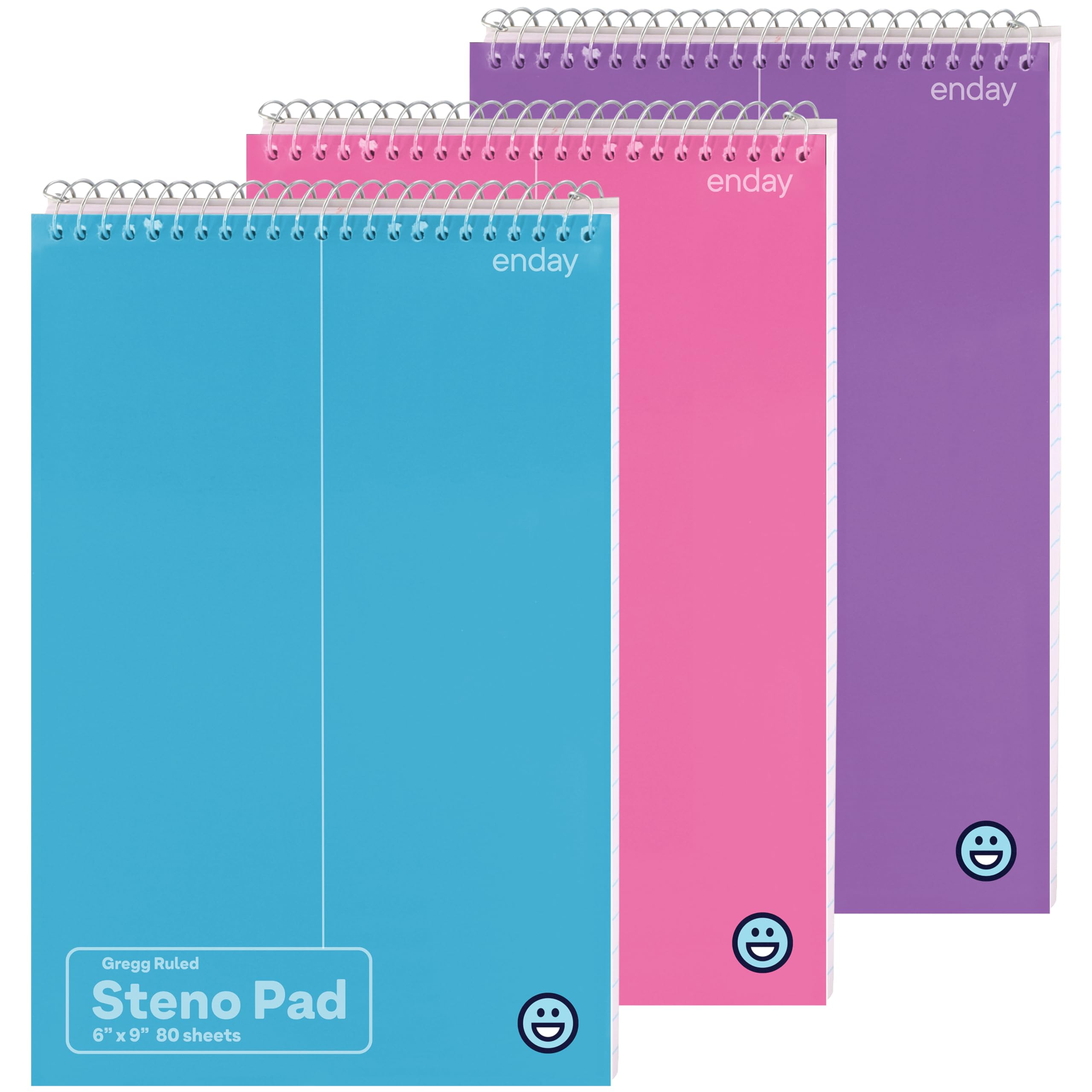 Amazon.com : Enday Steno Pads Spiral 6 x 9 inches, Gregg Rule White ...