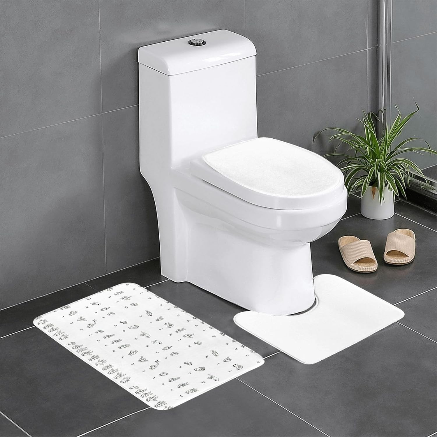 Amazon.com: Sign Language Alphabet Print 3 Pieces Bathroom Rugs Set ...