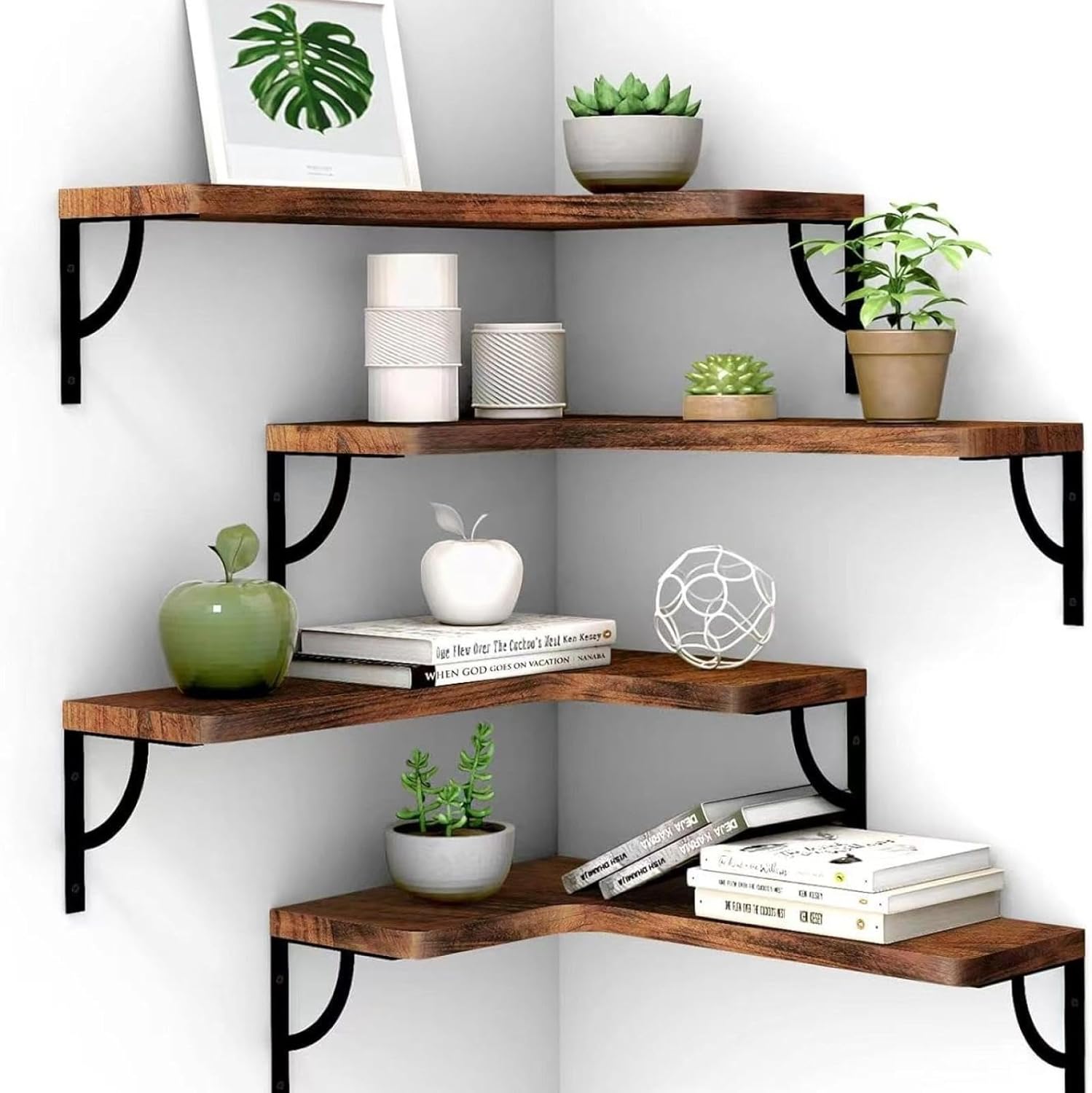 Amazon.com: KHUANXIRO Wrought Iron Corner Shelves : Home & Kitchen