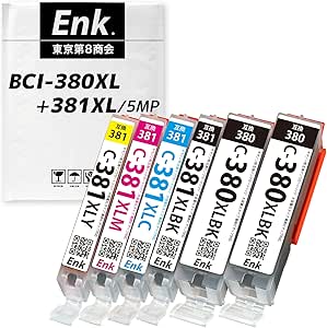 Amazon.co.jp: 【Enk】製 BCI-381XL+380XLBK/5MP キヤノン用 互換インク 互換インクカートリッジ 残量表示あり 最新ICチップ搭載 国内梱包検品済み QR ...