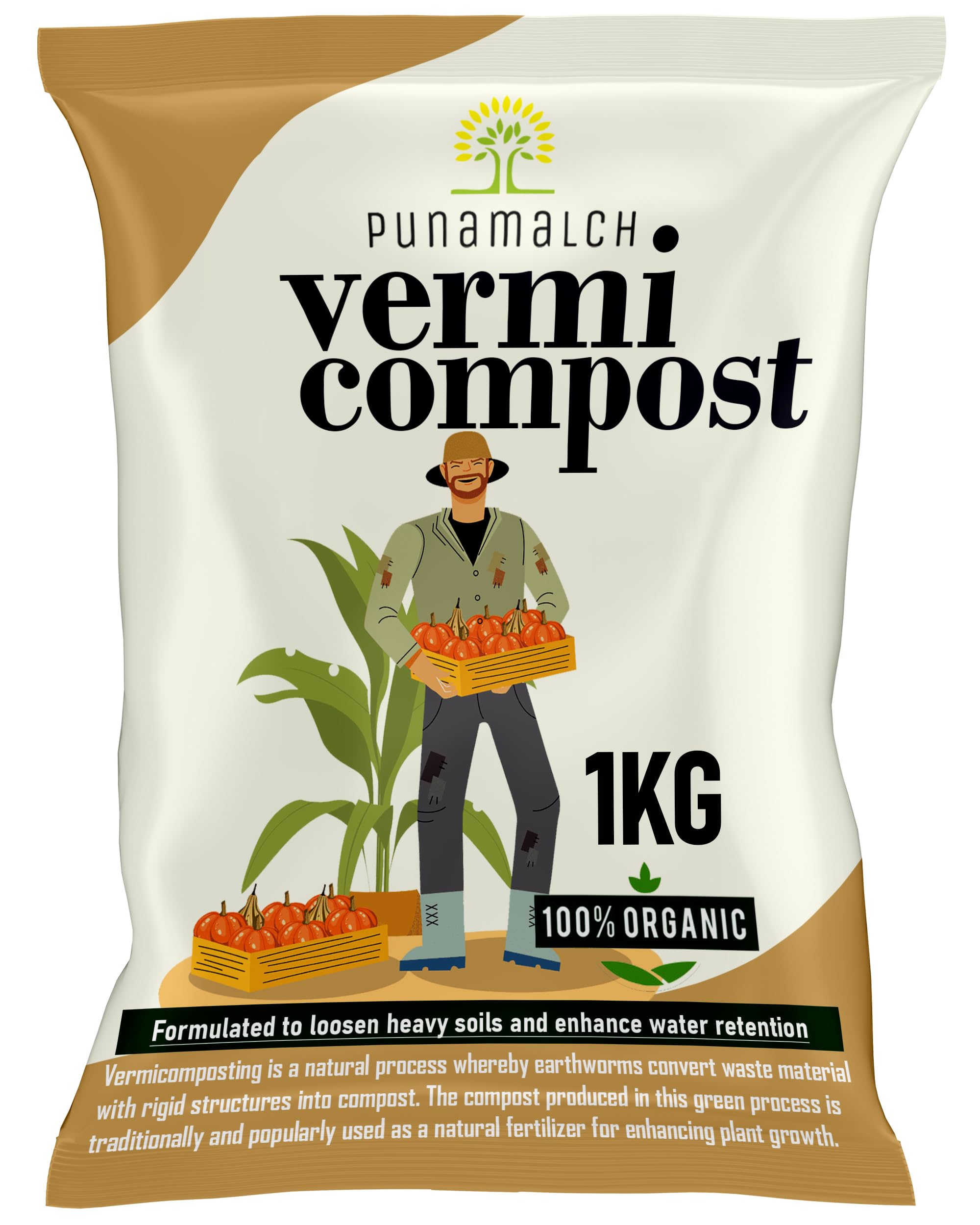 PUNAMULCH Vermicompost for Plants 1kg | Vermicompost Organic Manure for ...