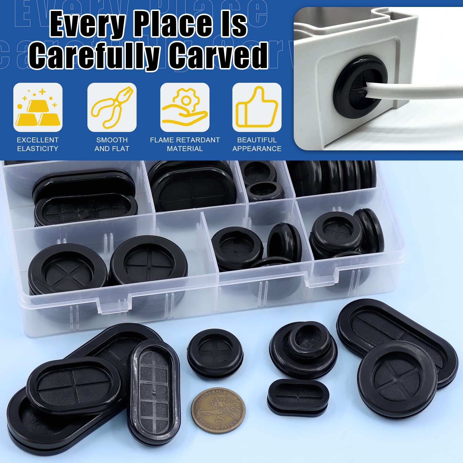 Snapklik.com : Glarks 43Pcs 10 Size Oval And Round Rubber Grommets Set ...