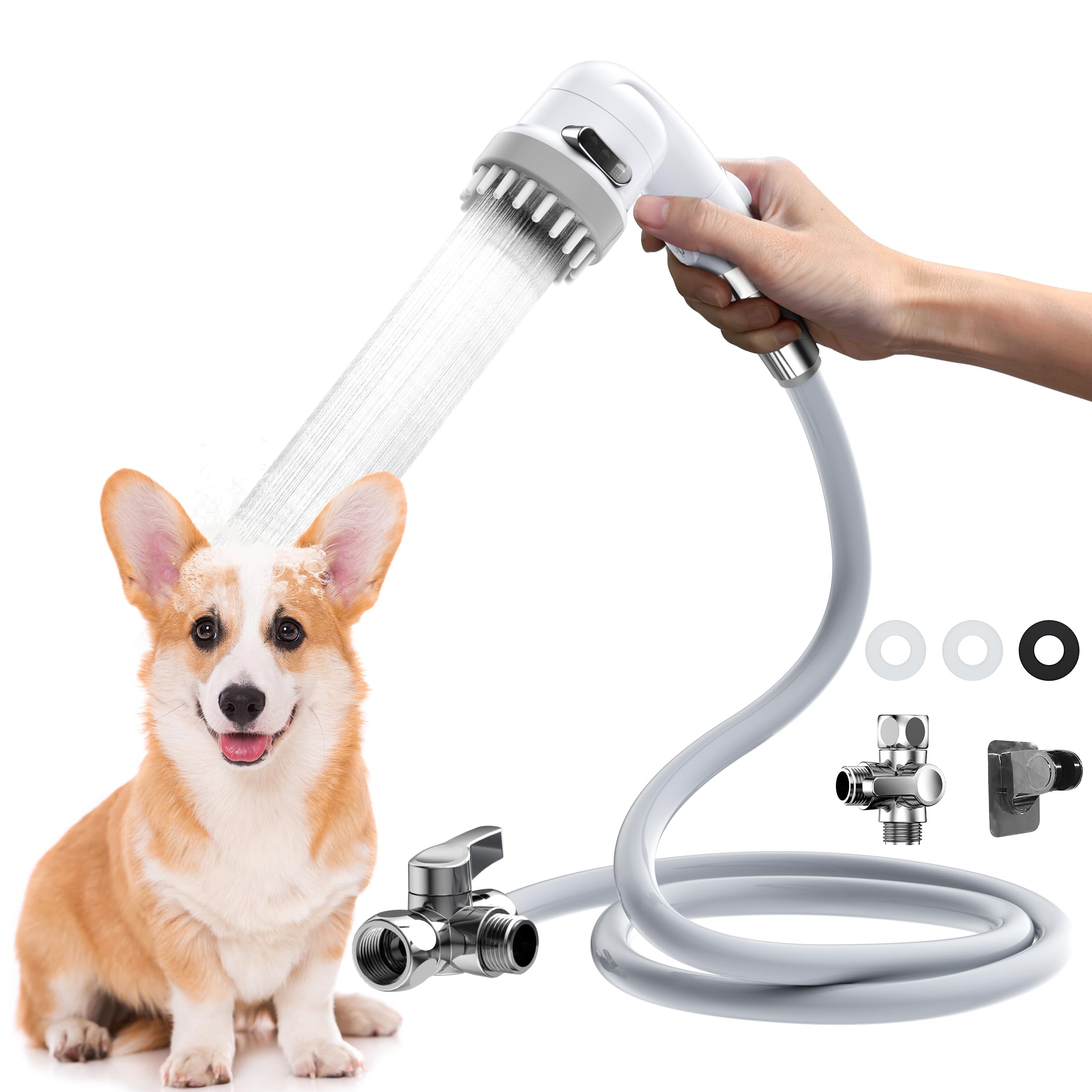 Amazon.com: Dog Shower Attachment, Pet Shower Set with 9.84ft Hose, 3 ...