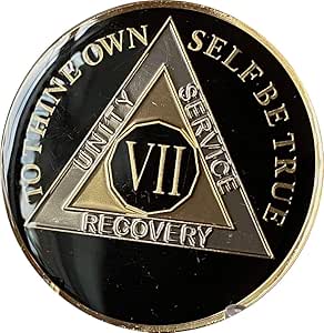 Amazon.com: 7 Year AA Medallion Glossy Classic Black Sobriety Chip VII ...