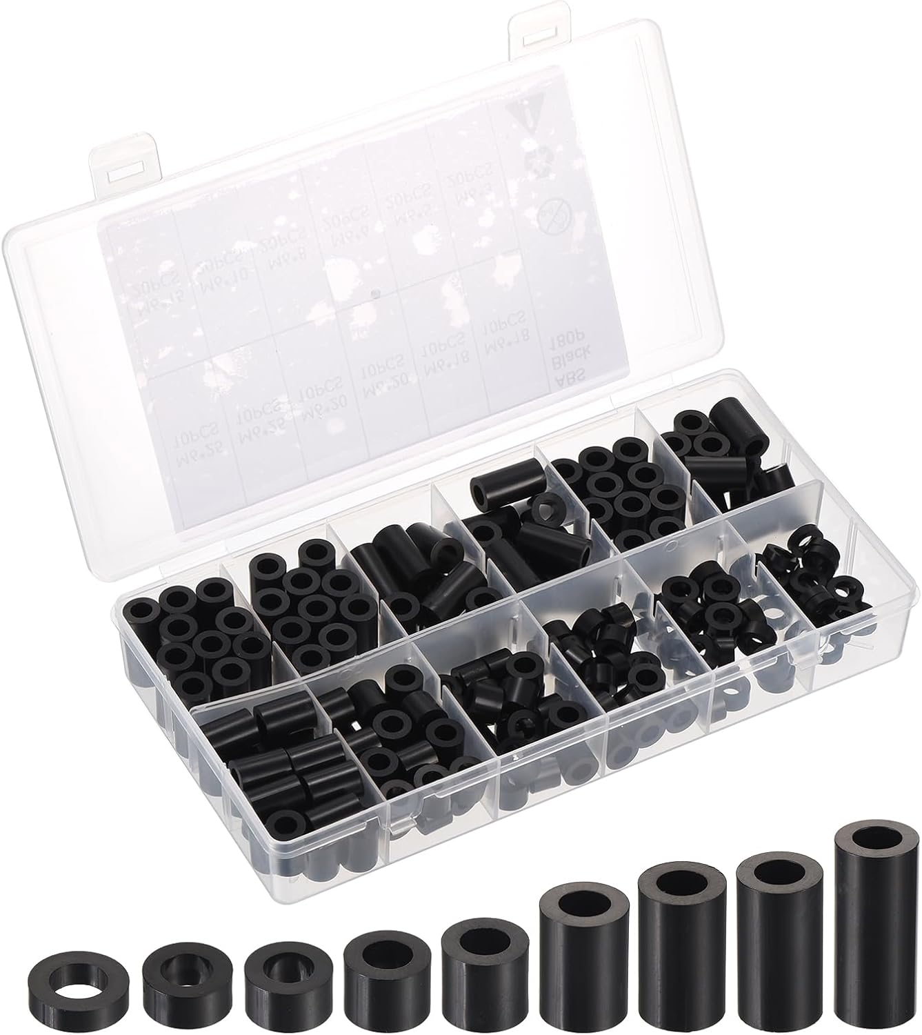 PATIKIL M6 Nylon Spacer Set, 180Pcs Non-Threaded ABS Round Spacer ...