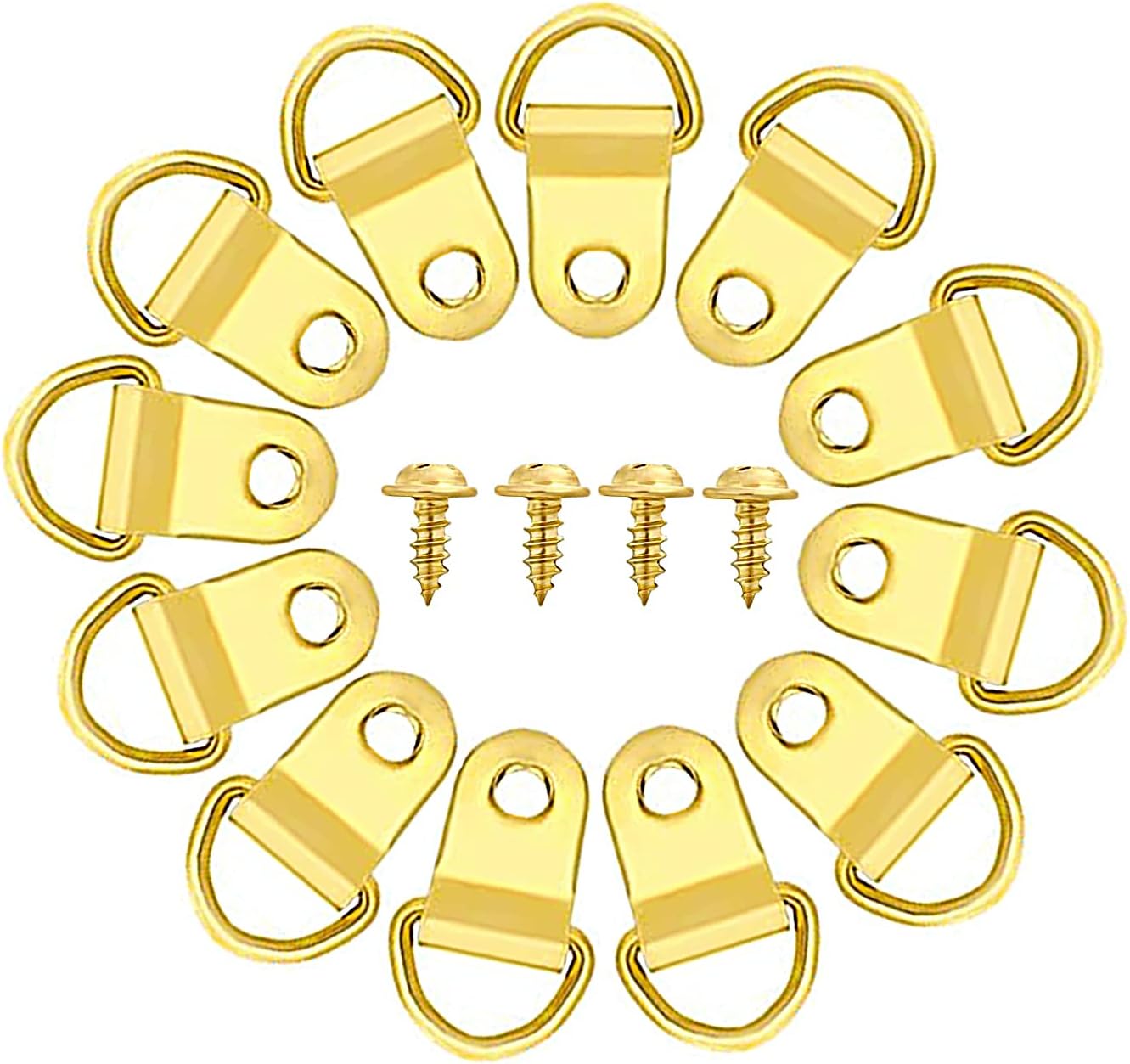 PICTURE FRAME HANGING D RING DOUBLE EB BRASS PLATED WITH SCREWS ( pack ...