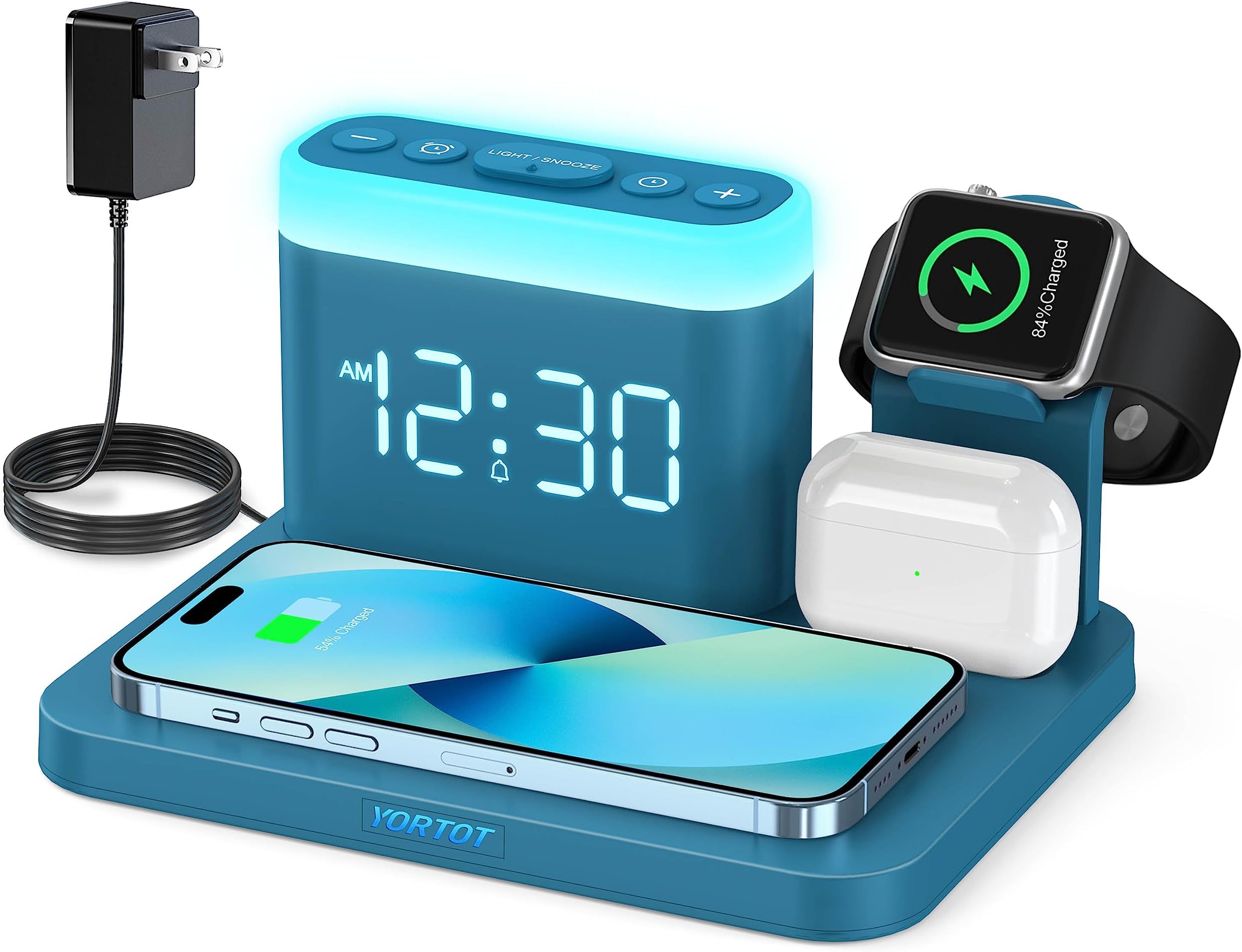 Amazon.com: YORTOT Wireless Charging Station Alarm Clock with 7 ...