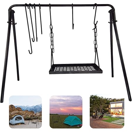 Amazon.com: REDCAMP Campfire Cooking Stand BBQ Grill Swing Grill for ...